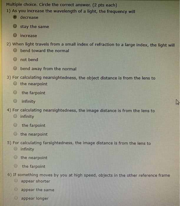 Solved Multiple choice. Circle the correct answer. (2 pts | Chegg.com