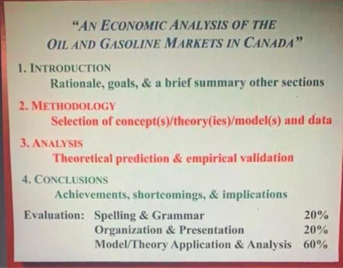 Solved "AN ECONOMIC ANALYSIS OF THE OIL AND GASOLINE MARKETS | Chegg.com
