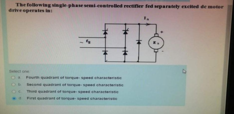 Solved The following chopper fed separately excited dc motor | Chegg.com