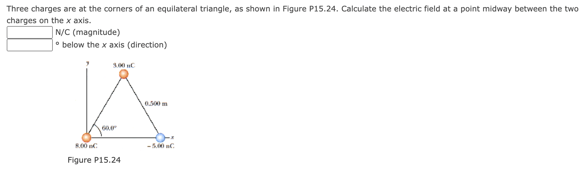 Solved Three charges are at the corners of an equilateral | Chegg.com