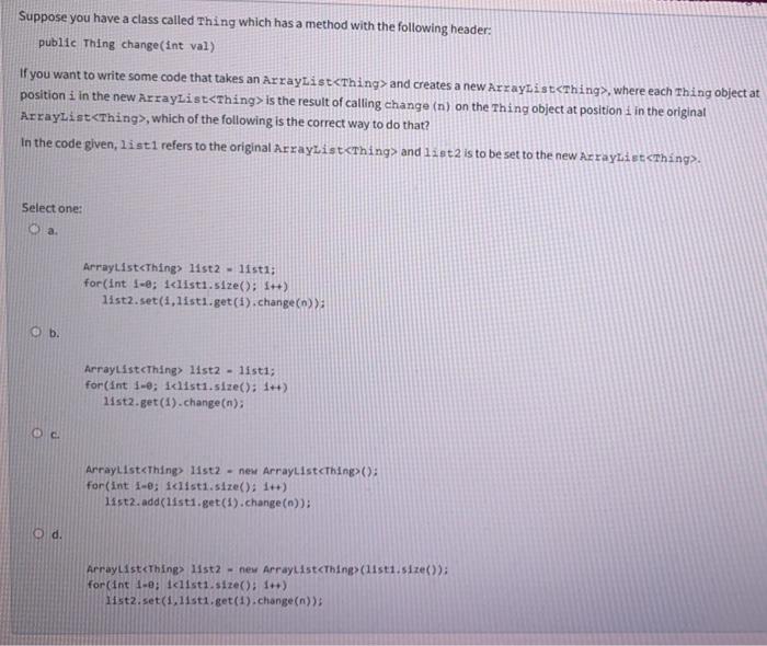 Solved Suppose you have a class called Thing which has a | Chegg.com
