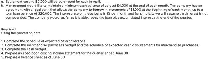 Solved Problem 8-29 (Algo) Completing a Master Budget | Chegg.com