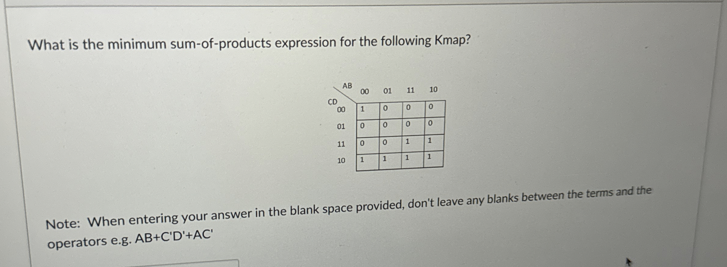Solved What is the minimum sum-of-products expression for | Chegg.com