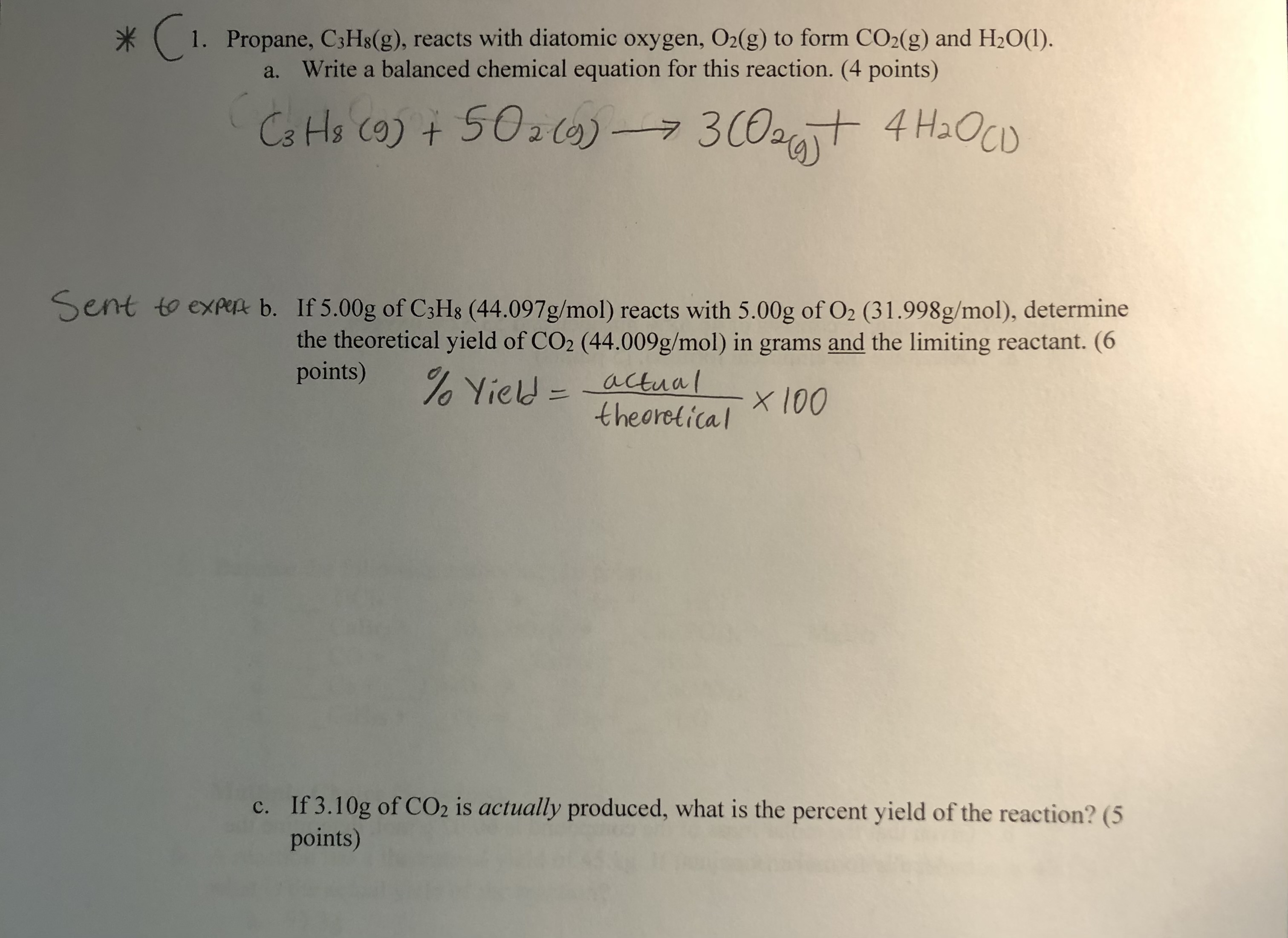 Solved *CPropane, C3H8(g), ﻿reacts with diatomic oxygen, | Chegg.com