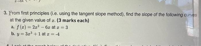 Solved 3. From first principles (i.e. using the tangent | Chegg.com