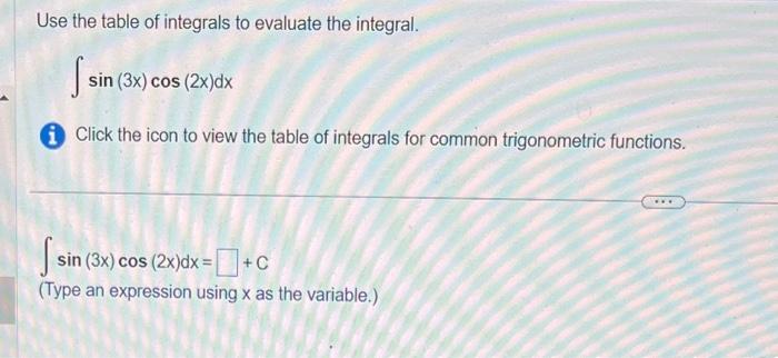 Solved Use the table of integrals to evaluate the integral. | Chegg.com