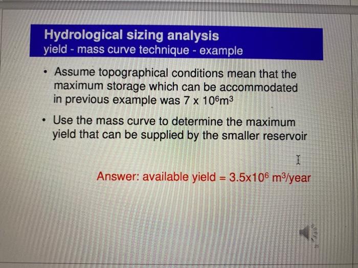 Solved Hydrological sizing analysis sizing - mass curve | Chegg.com
