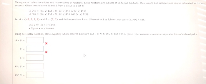 Solved This question refers to unions and intersections of | Chegg.com
