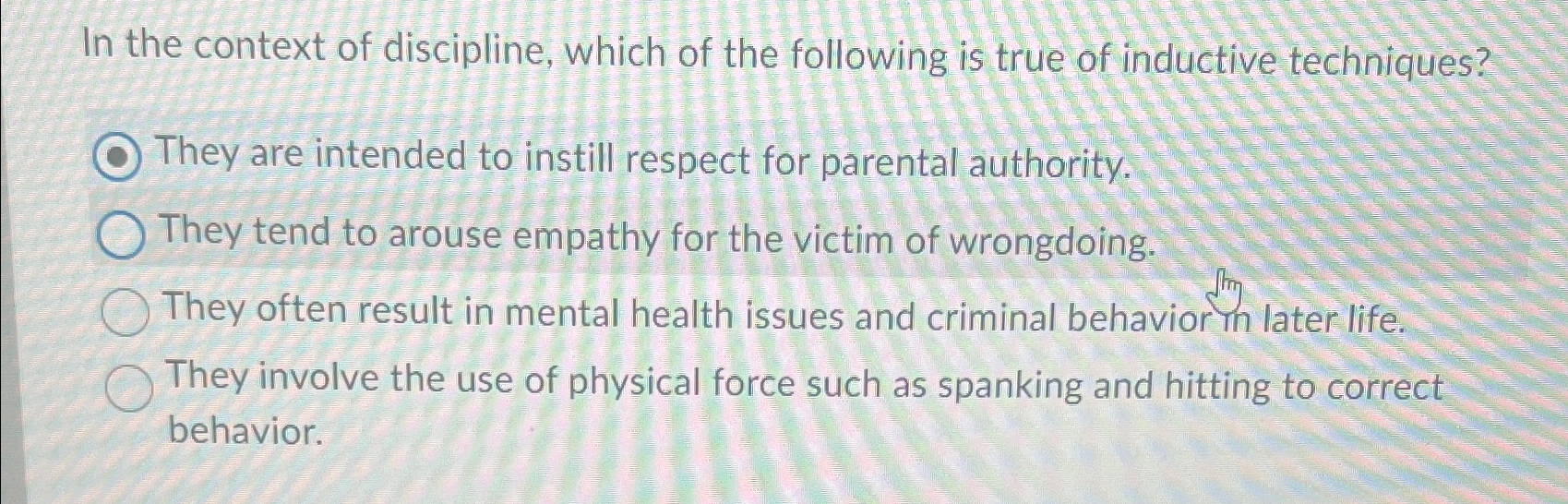 Solved In the context of discipline, which of the following | Chegg.com