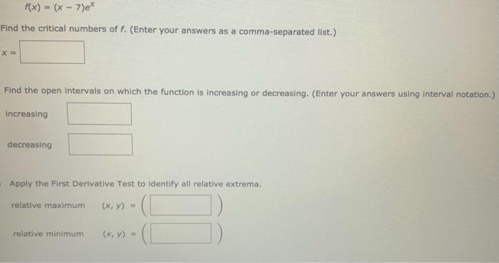 Solved Use the function given to answer all the parts of the | Chegg.com