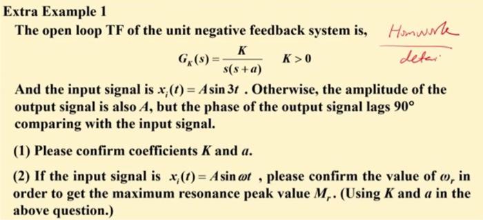 Solved Extra Example 1 The open loop TF of the unit negative | Chegg.com