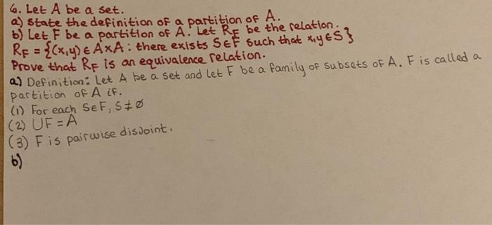 Solved 6. Let A be a set. a) state the definition of a | Chegg.com