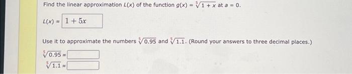 Solved Find The Linear Approximation Lx Of The Function 1179