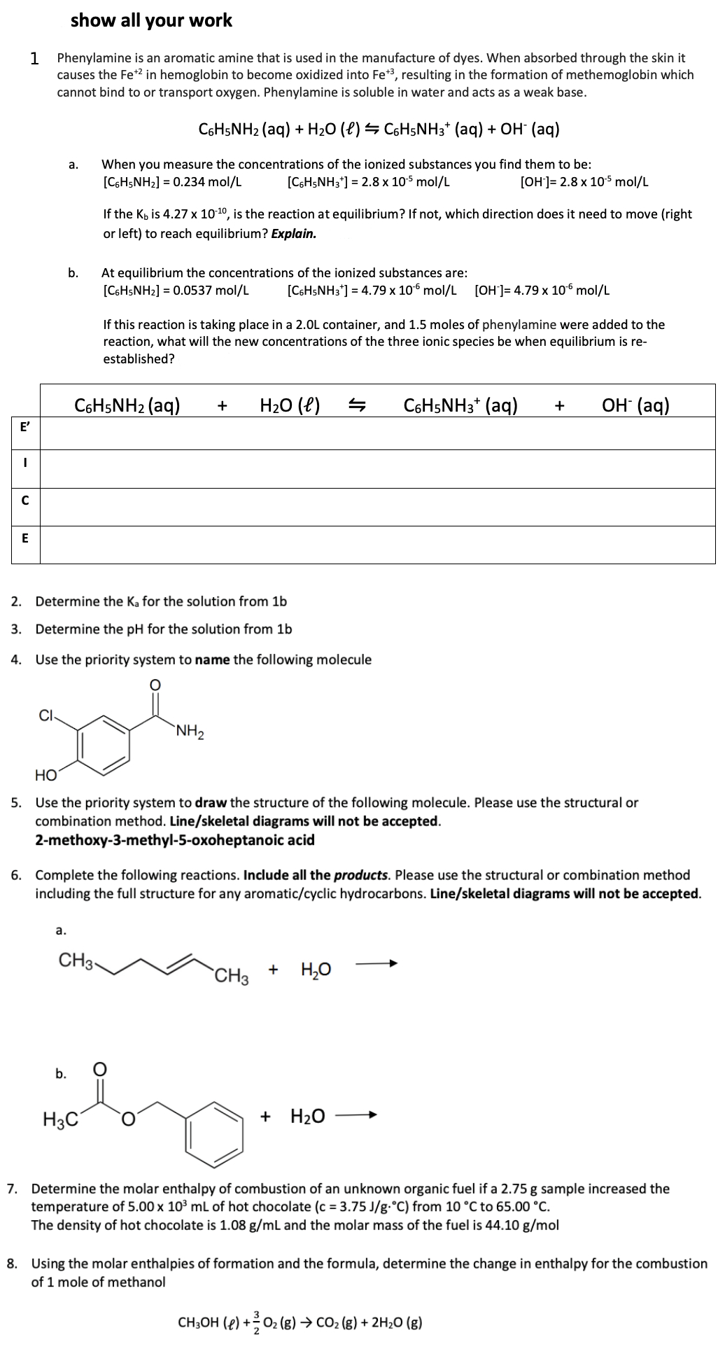 Solved PLEASE COMPLETE ALL! PLEASE AND THANKYOU! | Chegg.com