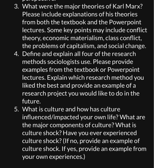 What were the major theories of Karl Marx? Please | Chegg.com