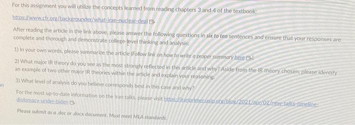 For this assignment you will utilize the concepts | Chegg.com