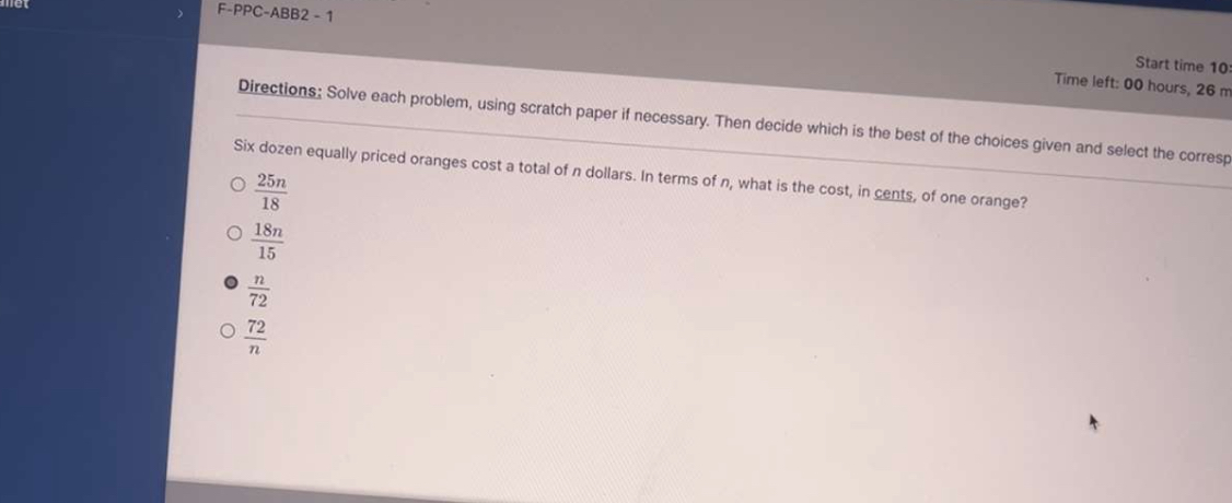 Solved F-PPC-ABB2 - 1Start time 10Directions: Solve each | Chegg.com