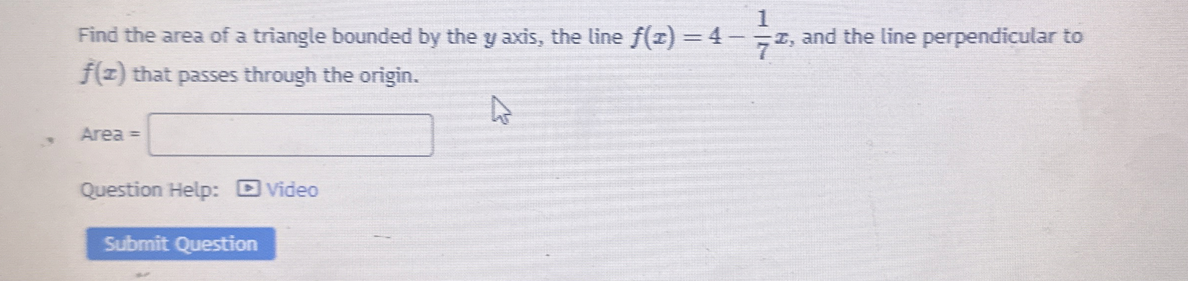 Solved Find the area of a triangle bounded by the y ﻿axis, | Chegg.com