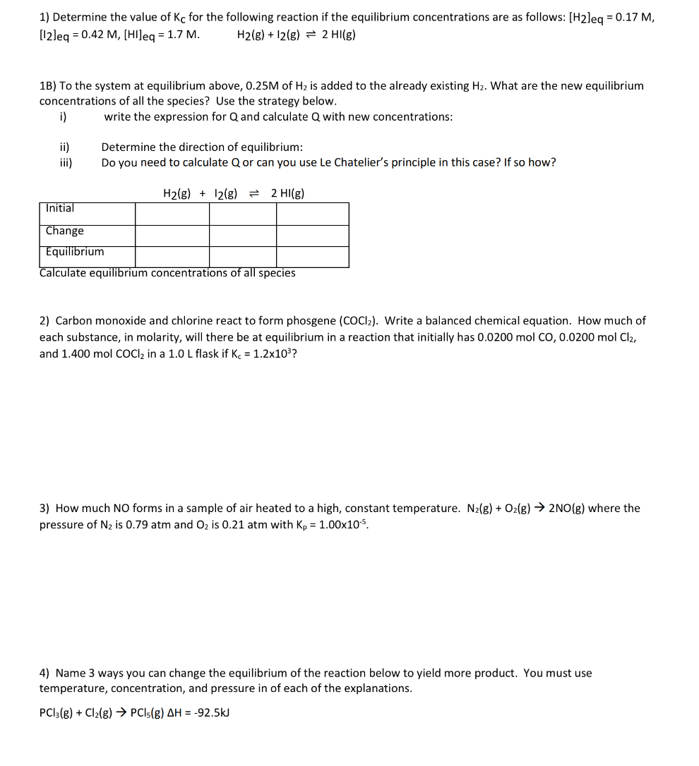 Solved Determine the value of Kc ﻿for the following reaction | Chegg.com
