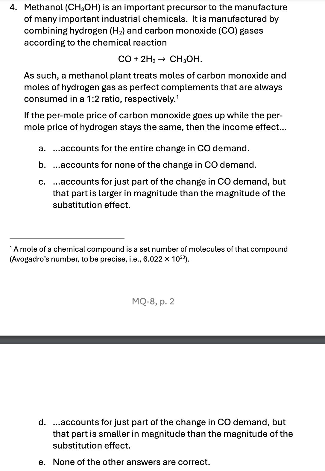 Solved 4. ﻿Methanol | Chegg.com