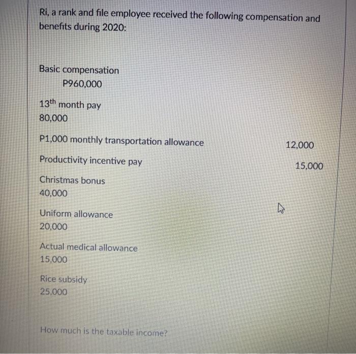 Solved Ri, a rank and file employee received the following | Chegg.com