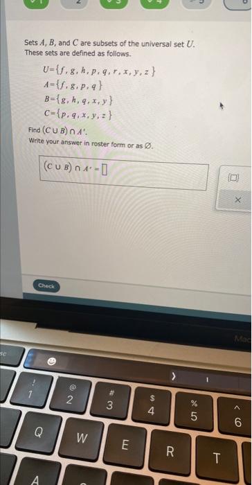 Solved Sets A,B, and C are subsets of the universal set U. | Chegg.com