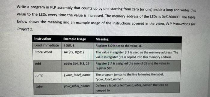 Solved Write a program in PLP assembly that counts up by one | Chegg.com