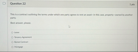Solved Question 221 ﻿ptsThis is a contract outlining the | Chegg.com
