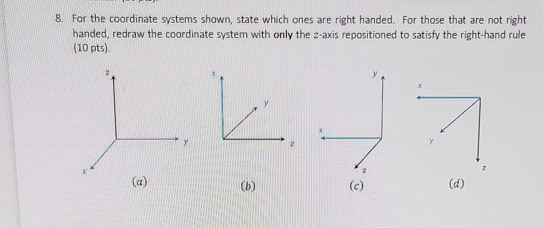Solved For the coordinate systems shown, state which ones | Chegg.com