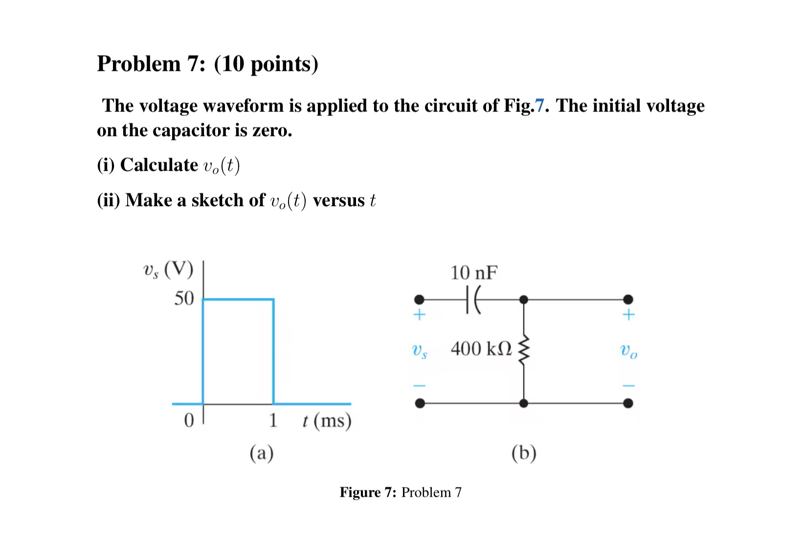 Solved Problem 7: ( 10 ﻿points)The voltage waveform is | Chegg.com
