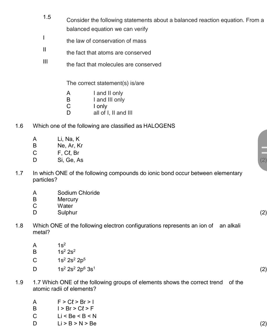 Solved 1 5 Consider The Following Statements About A