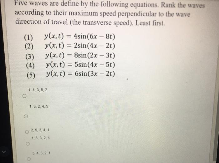 Solved Five waves are define by the following equations. | Chegg.com