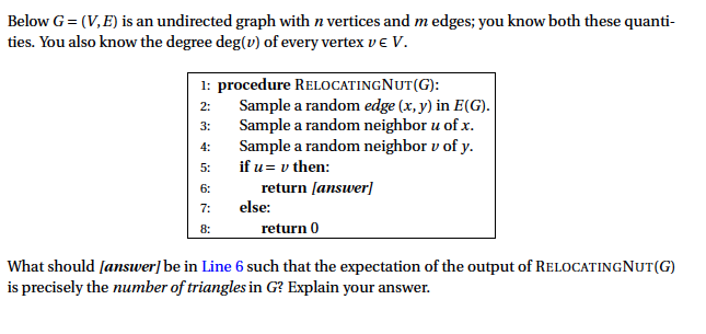 Solved Below G=(V,E) ﻿is an undirected graph with n | Chegg.com