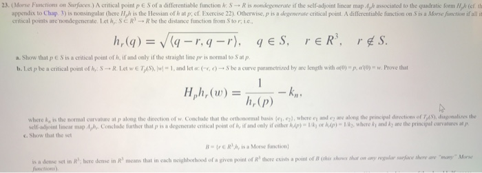23. (Morse Functions on Surfaces. A critical point p | Chegg.com