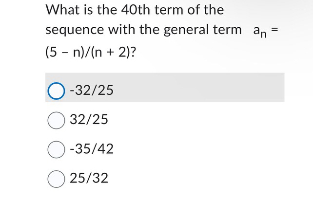 Solved What is the 40th term of the sequence with the | Chegg.com