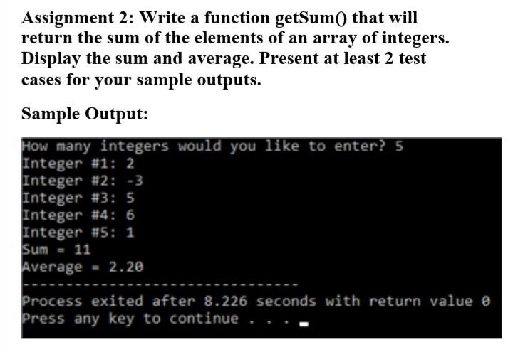 Solved Assignment 2 Write A Function Getsum 0 That Will 6549