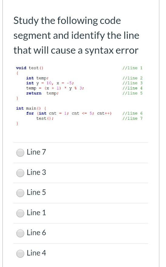 Solved Study the following code segment and identify the | Chegg.com