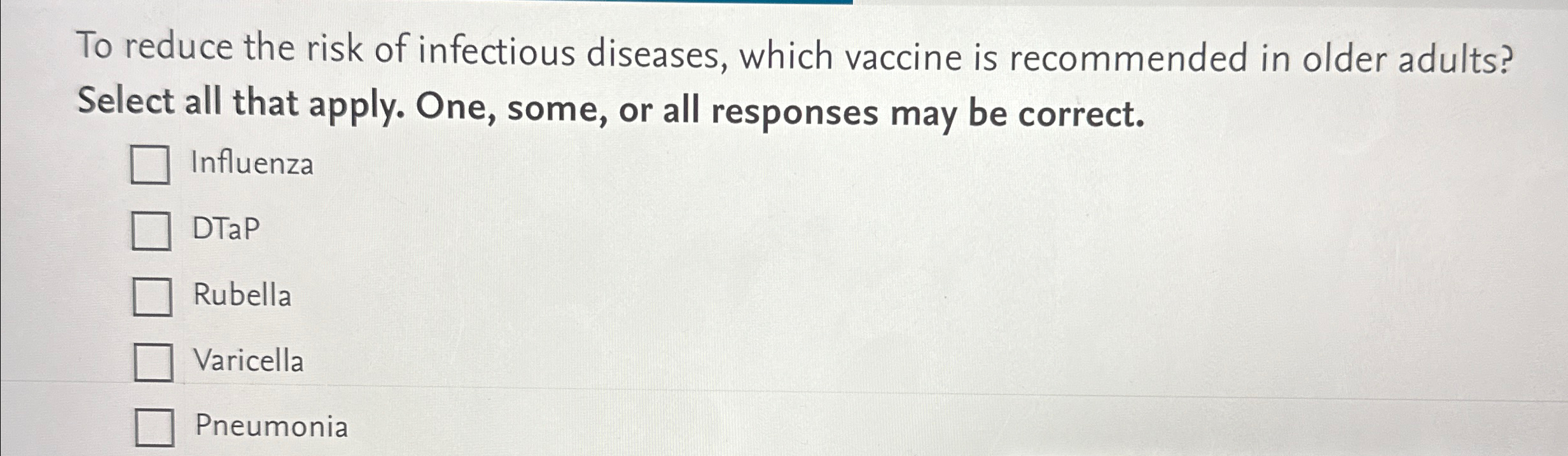 Solved To reduce the risk of infectious diseases, which | Chegg.com