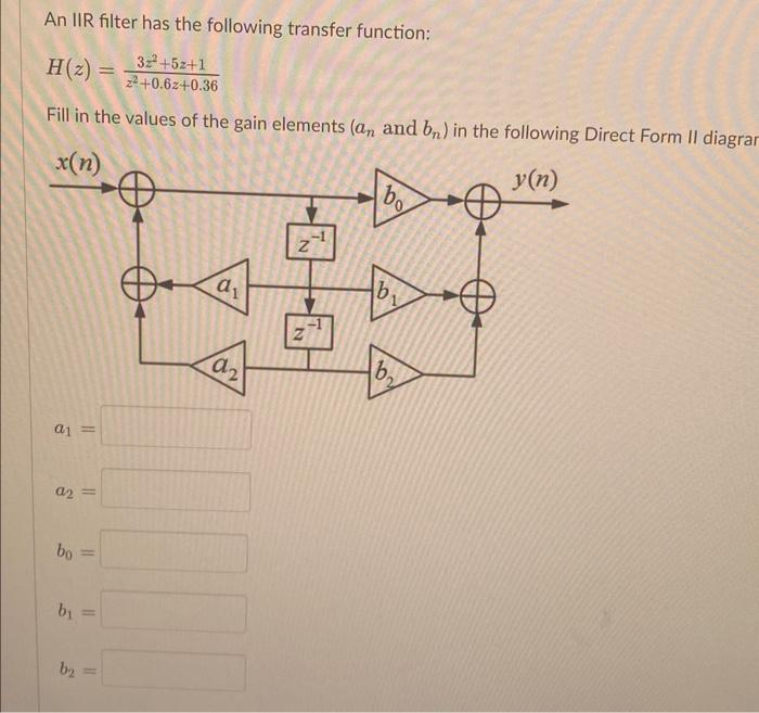 Solved An IIR filter has the following transfer | Chegg.com