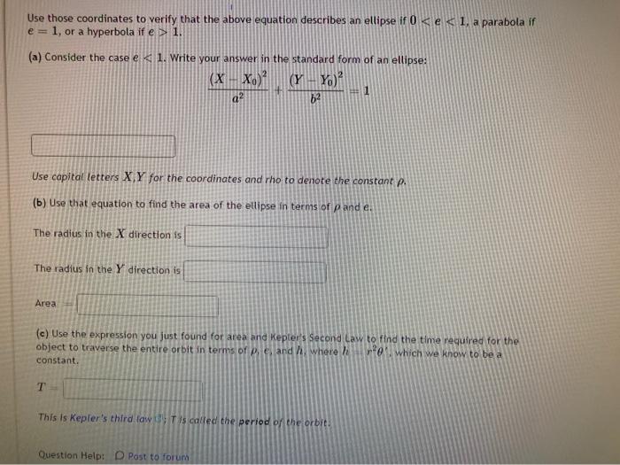 The curve P 1 + ecos( - ) describes the motion in | Chegg.com