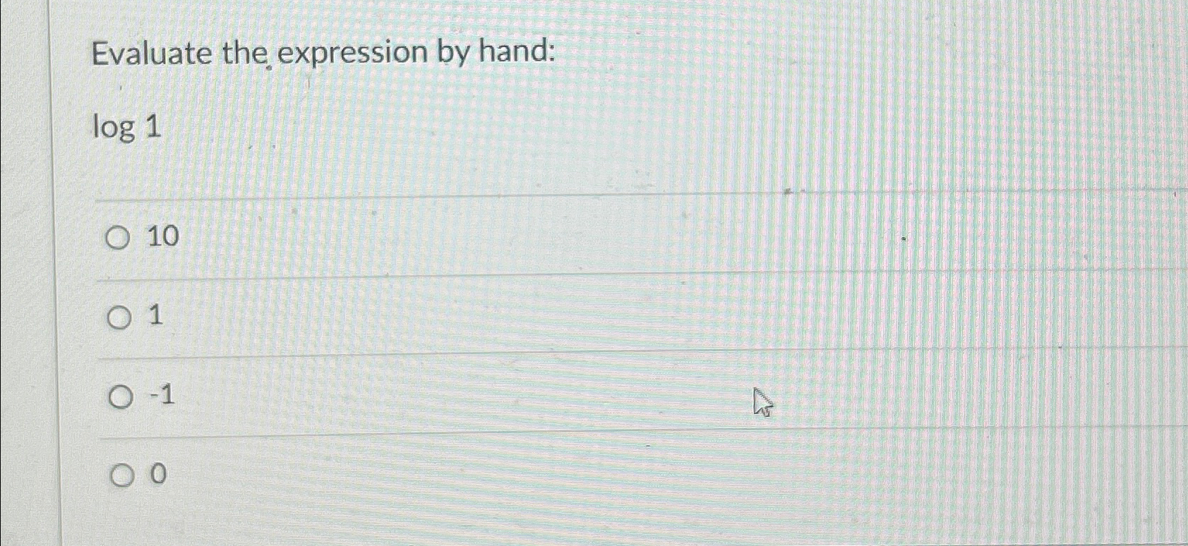 Solved Evaluate the expression by hand:log1101-10 | Chegg.com