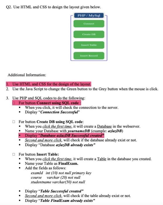 Solved Q2. Use HTML and CSS to design the layout given | Chegg.com