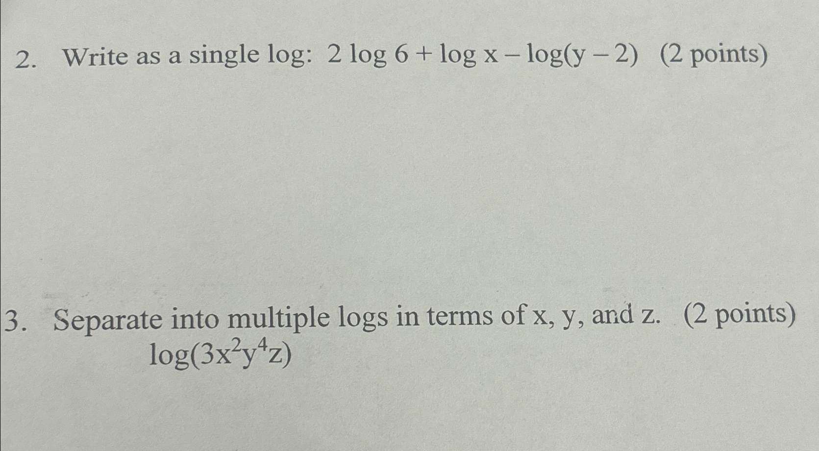 Solved Separate into multiple logs in terms of x,y, ﻿and | Chegg.com