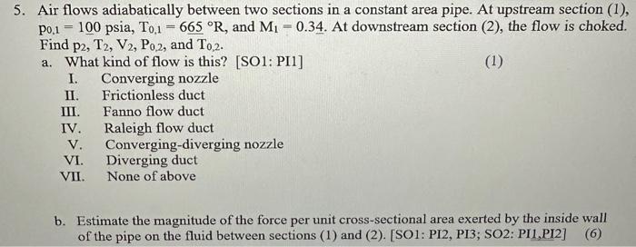 Solved Air flows adiabatically between two sections in a | Chegg.com