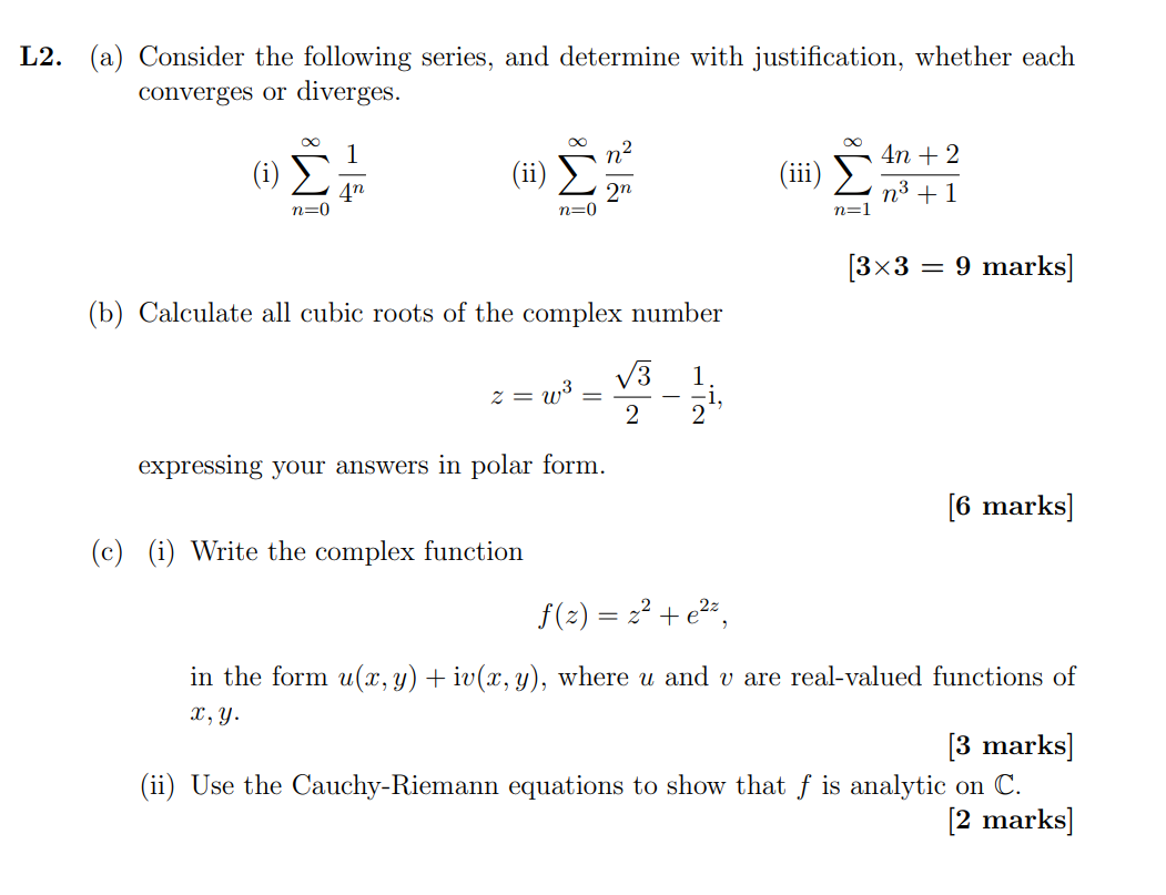 Solved L2. (a) ﻿Consider the following series, and determine | Chegg.com
