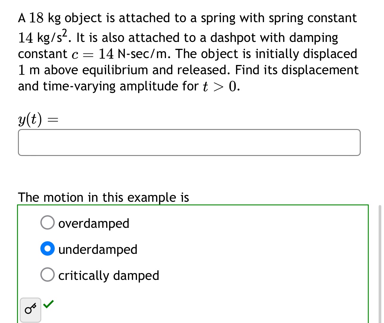Solved A 18kg ﻿object is attached to a spring with spring | Chegg.com
