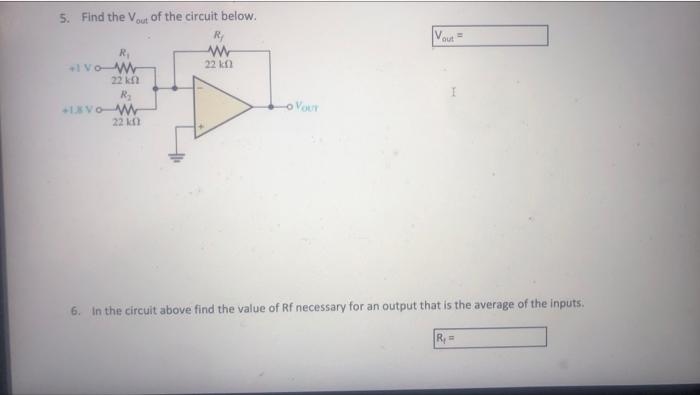 Solved V out 5. Find the Vout of the circuit below. R R w +1 | Chegg.com