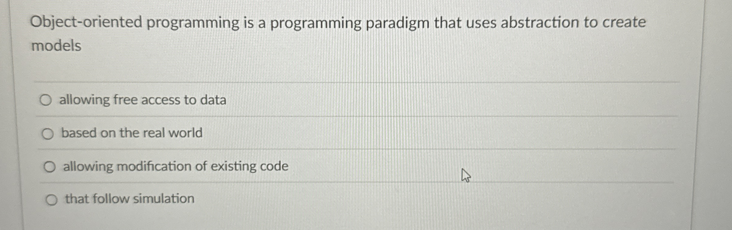 Solved Object-oriented programming is a programming paradigm | Chegg.com