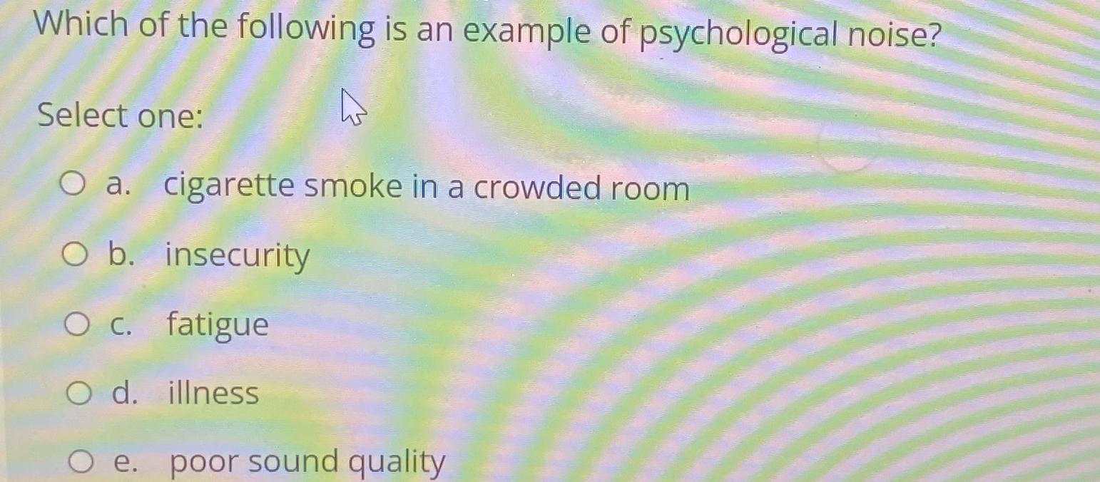 Solved Which of the following is an example of psychological | Chegg.com