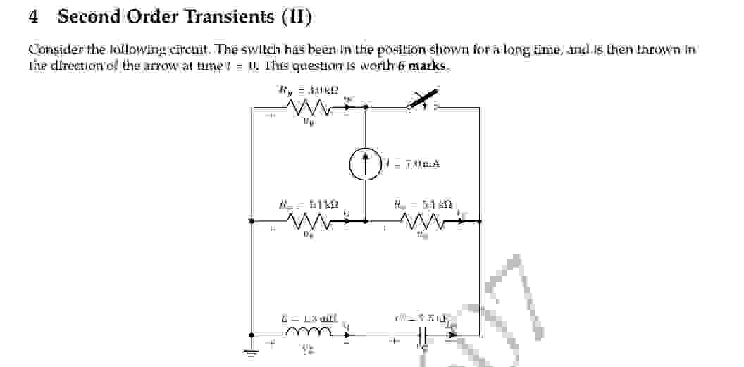 Solved 4 ﻿Second Order Transients (II)Consider the following | Chegg.com